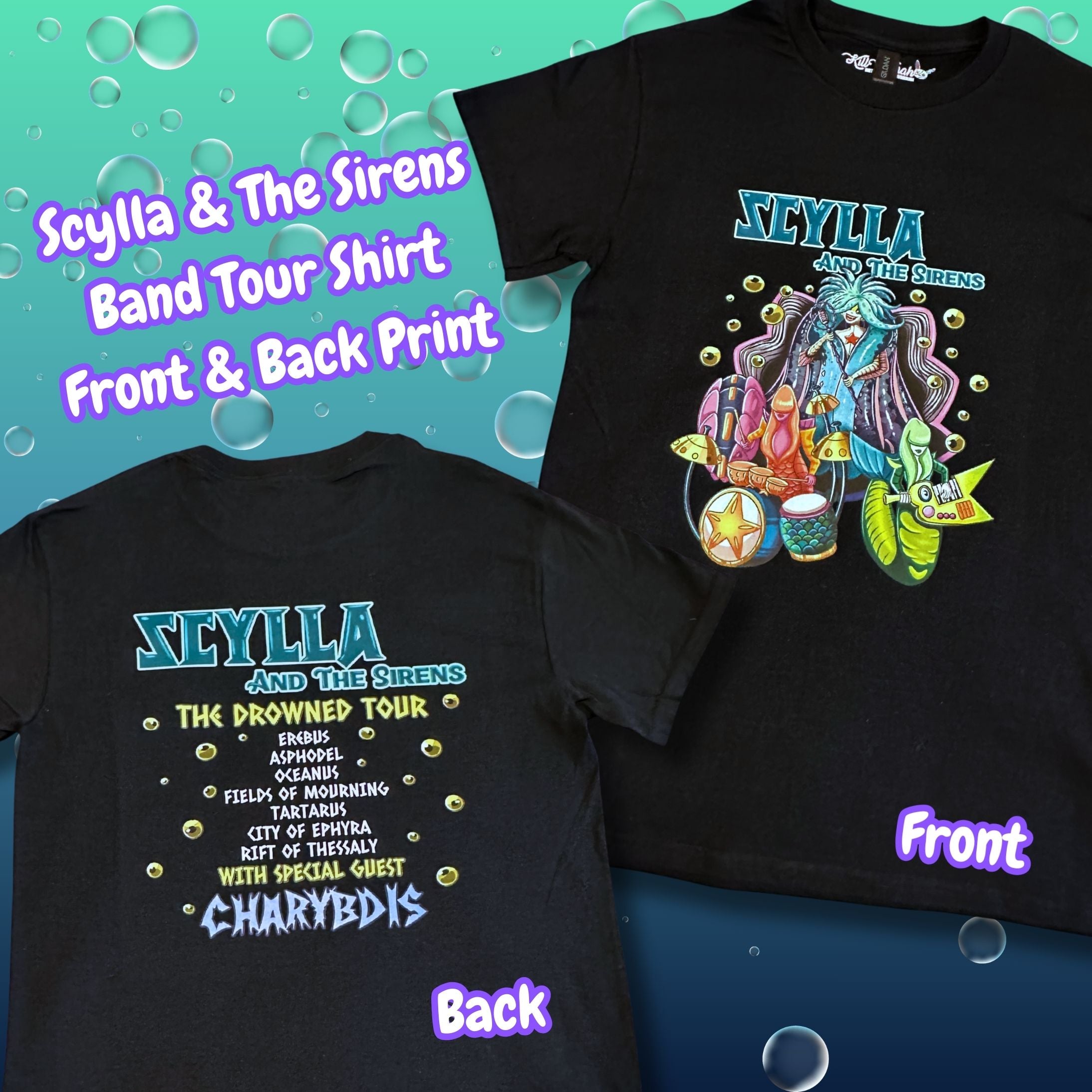 Scylla and the Sirens - Hades 2 inspired Band Tour Cotton T-Shirt ...